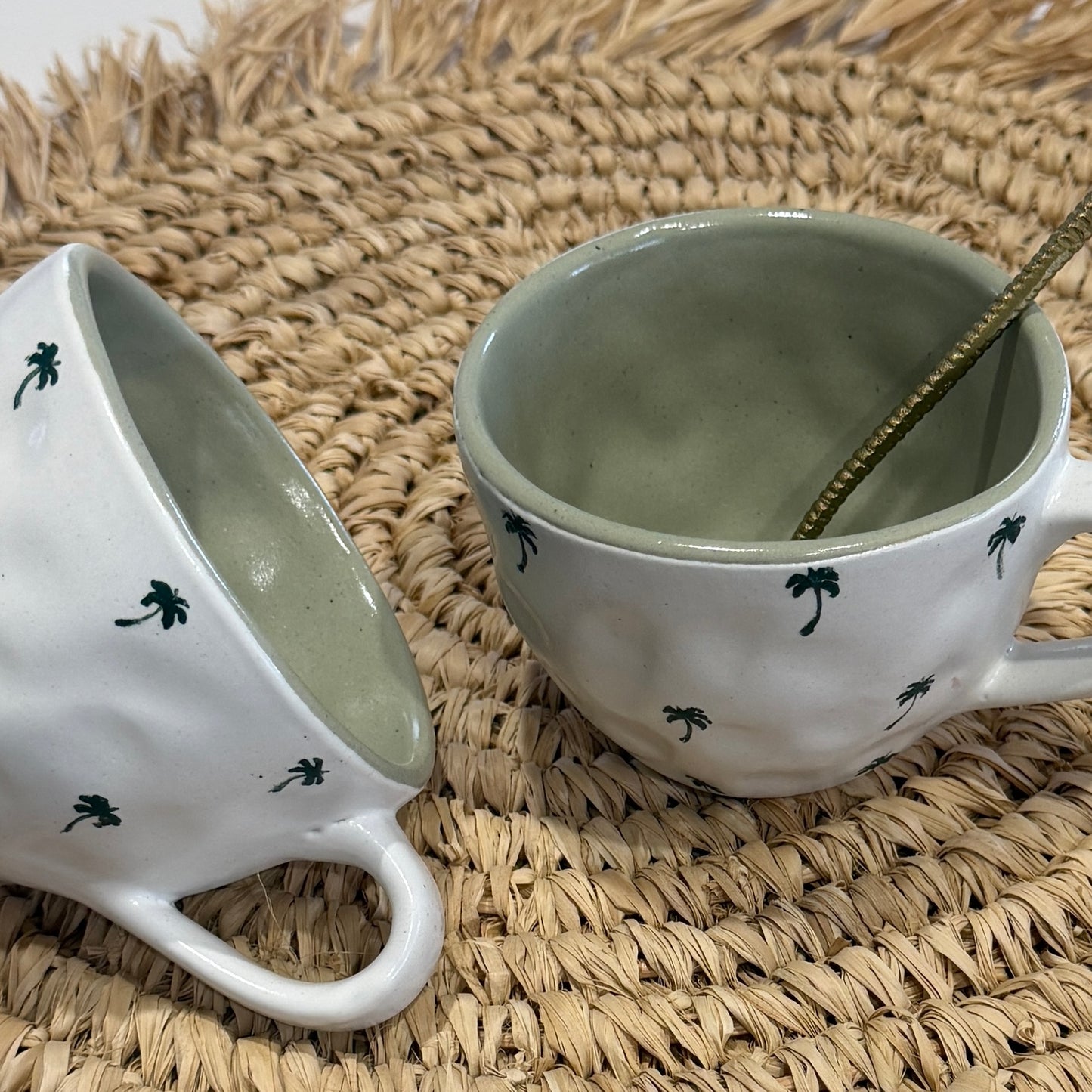 Boho Palm Tree Cup | Ceramic | Sage | Vanilla | Coastal – BoHo Dream Aus