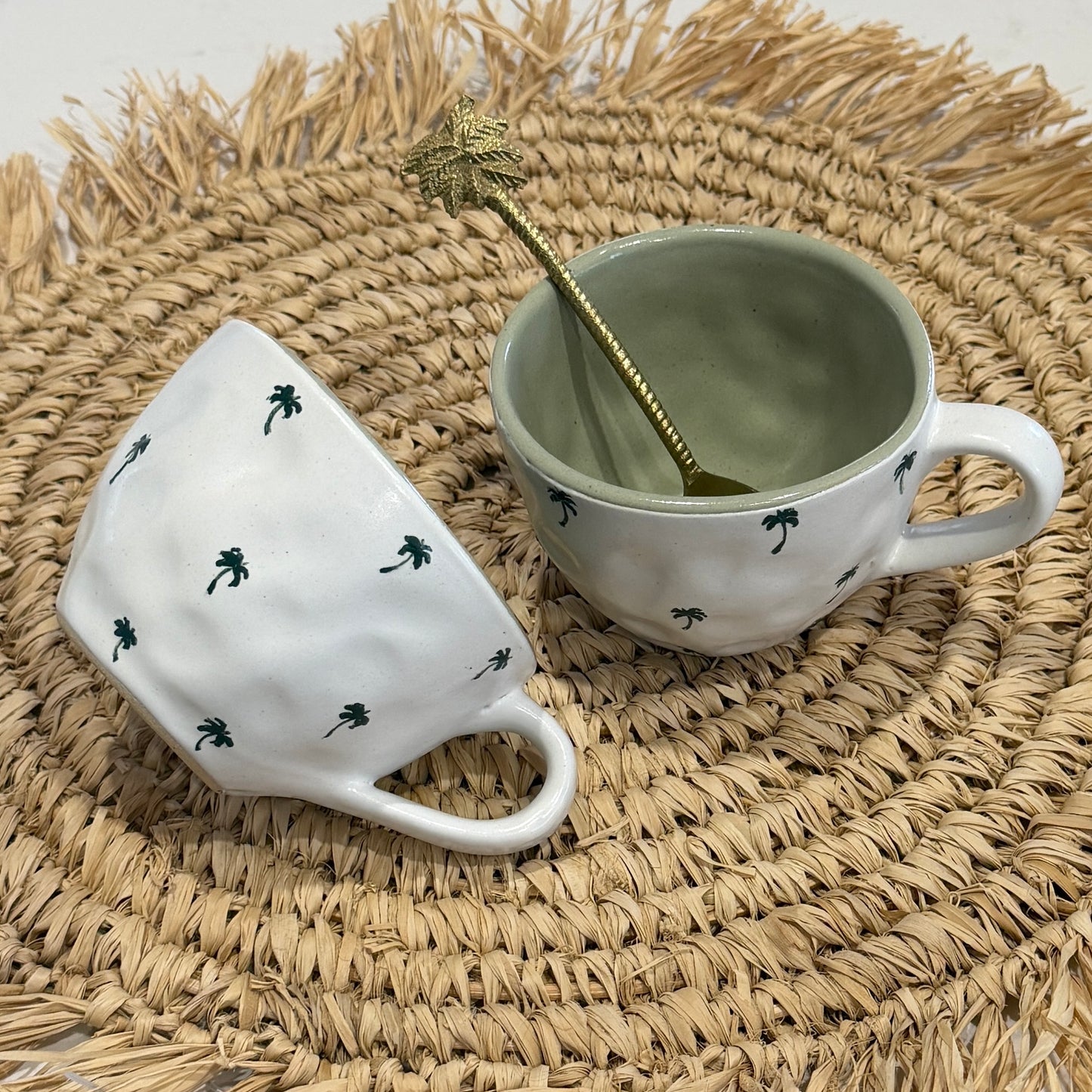 Boho Palm Tree Cup | Ceramic | Sage | Vanilla | Coastal – BoHo Dream Aus